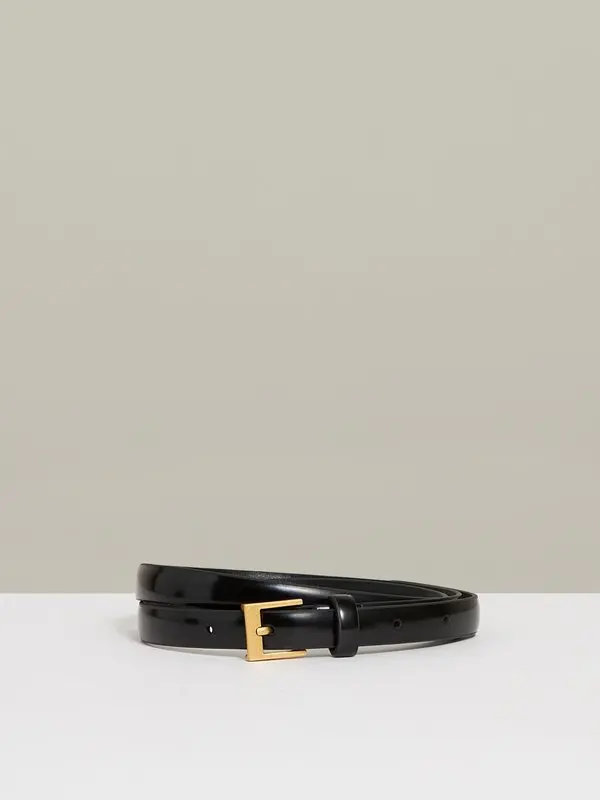 REISS Thin Leather Belt - Black