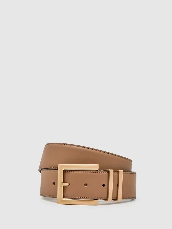 REISS Brompton Leather Belt - Beige