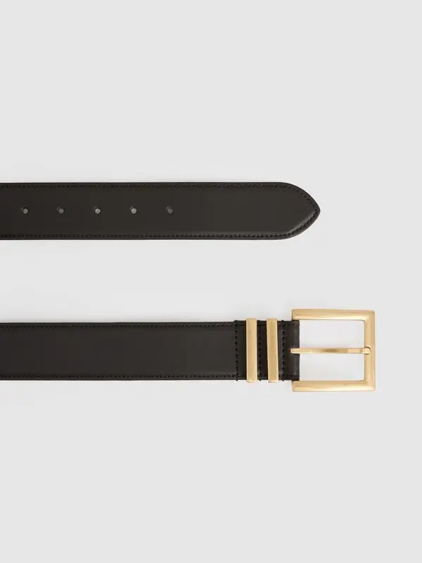 REISS Brompton Leather Belt - Chocolate