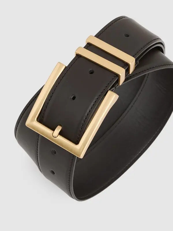 REISS Brompton Leather Belt - Chocolate