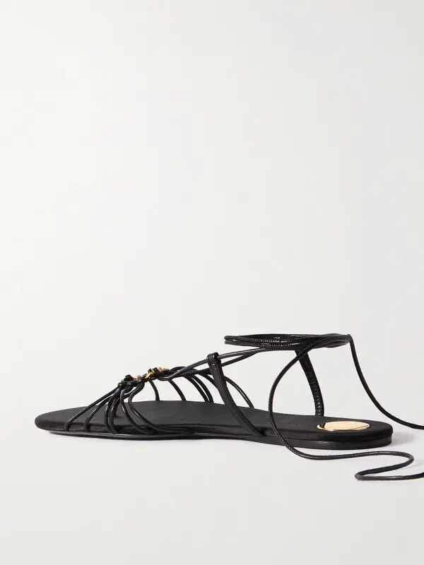 Saint Laurent Babylone Leather Sandals - Black