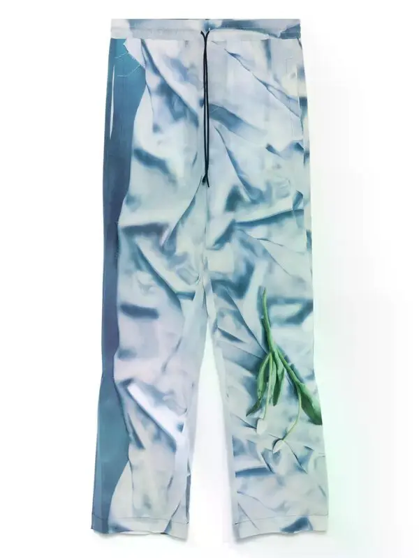 Victoria Beckham Flowers Satin Pyjama Trousers - Blue
