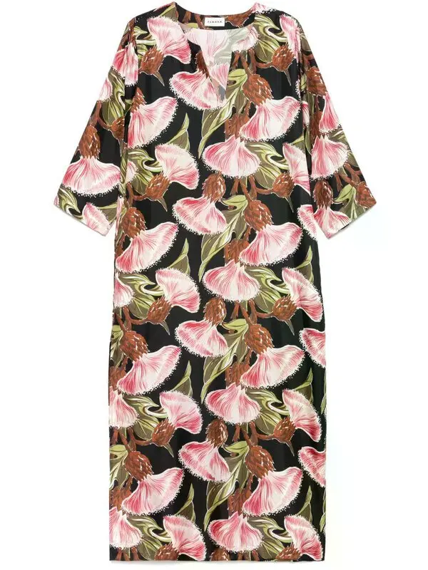 P.a.r.o.s.h Floral-print Maxi Dress - Black
