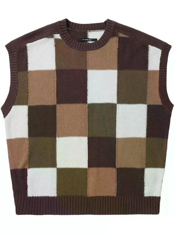 SONG FOR THE MUTE Checked Vest - Brown
