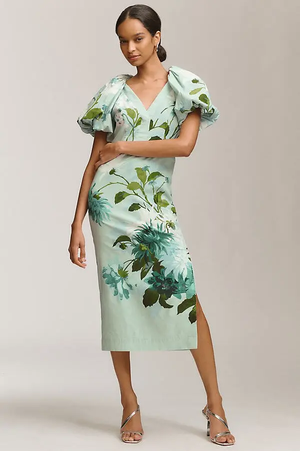 knee length dresses for ladies Loreli Modest Midi in Dusty Mint Large main image 1