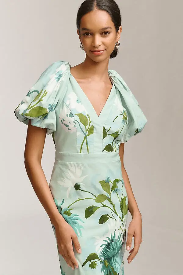 midi blue silk dress One and Only Collective Blue Satin Midi Dress with Side Slit - Size L