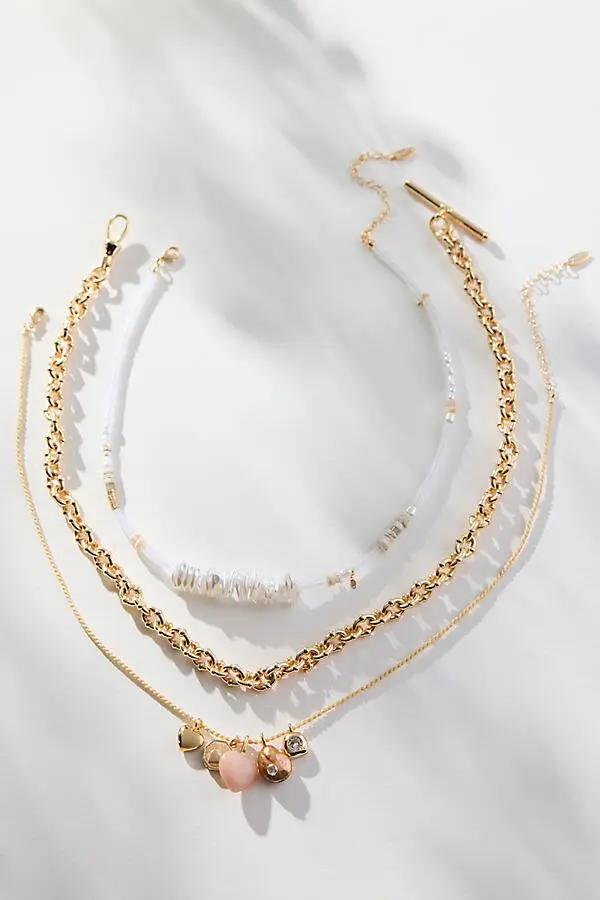 Anthropologie Charm Layered Necklaces - Taupe