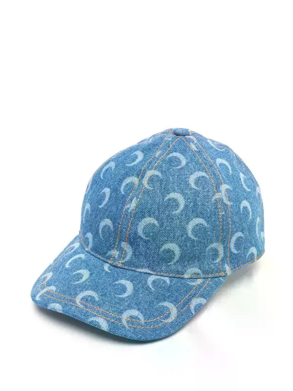MARINE SERRE Moon-laser Denim Cap - Blue