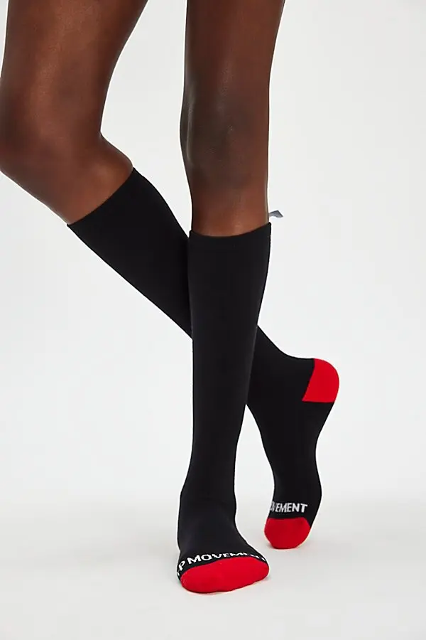 Free People Tapped Out Tab Tall Socks - Black