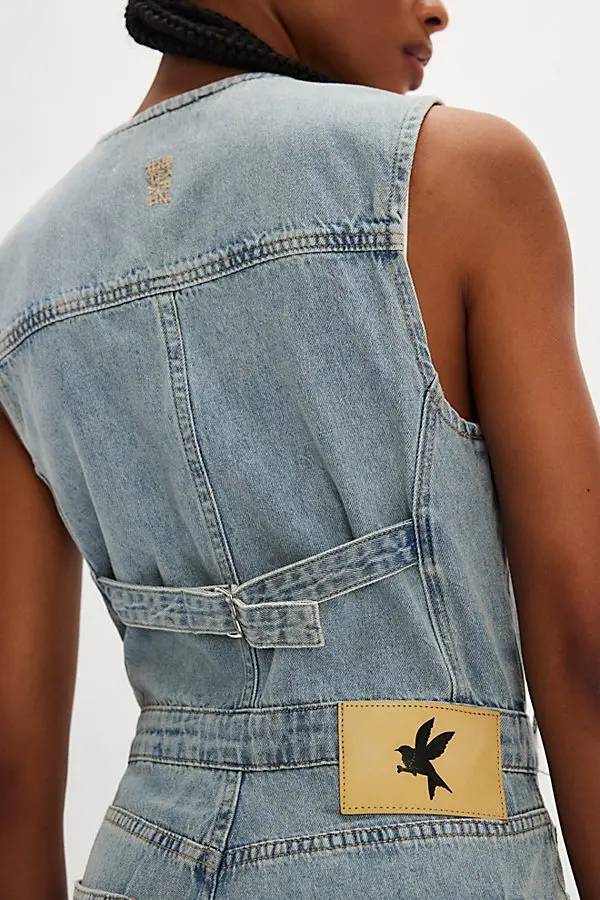 ONETEASPOON Love Machine Denim Jumpsuit - Soft Blue