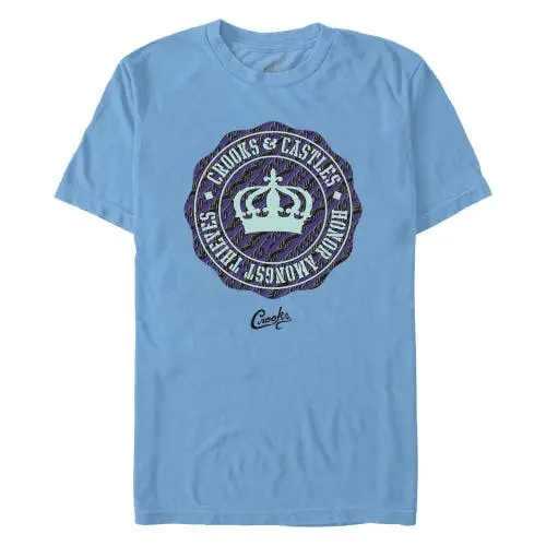 CROOKS & CASTLES Honor Amongst Thieves Purple Badge Front And Back Graphic T-shirt - Carol Blue