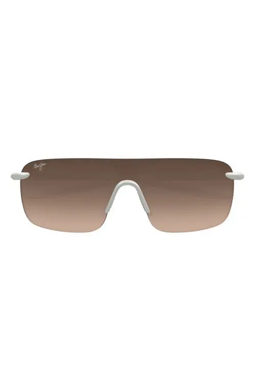 Maui Jim Palulu 99mm Oversize Shield Sunglasses - Metal Matte Platinum/ Bronze