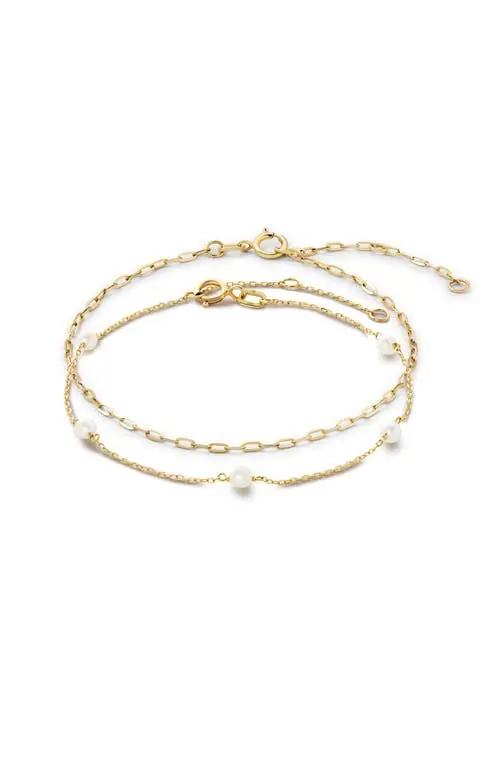 ANA LUISA Set Of Two Pearl Bracelets - Gold