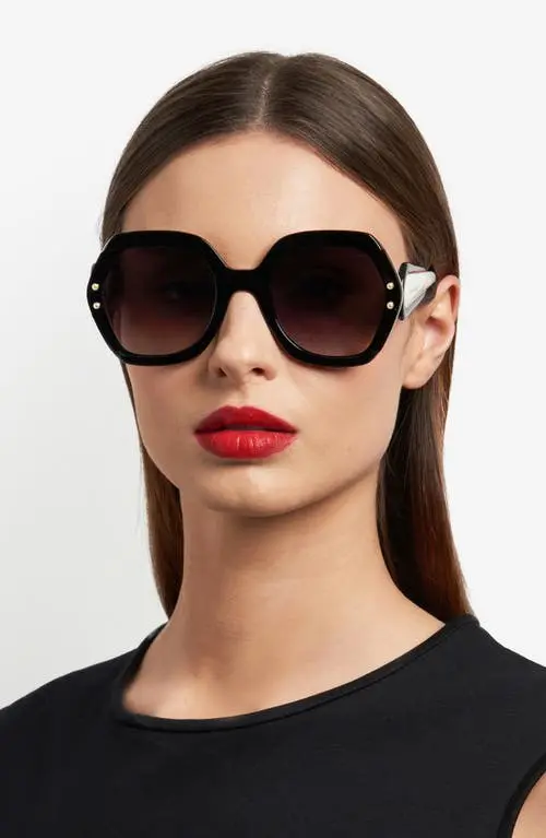 Carolina Herrera 61mm Geometric Sunglasses - Black White/ Brown Sf