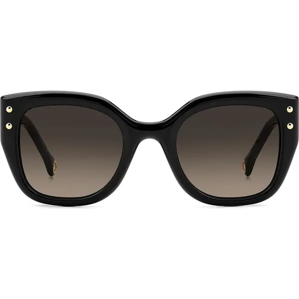 Carolina Herrera 51mm Square Sunglasses - Black Pink/ Brown Sf