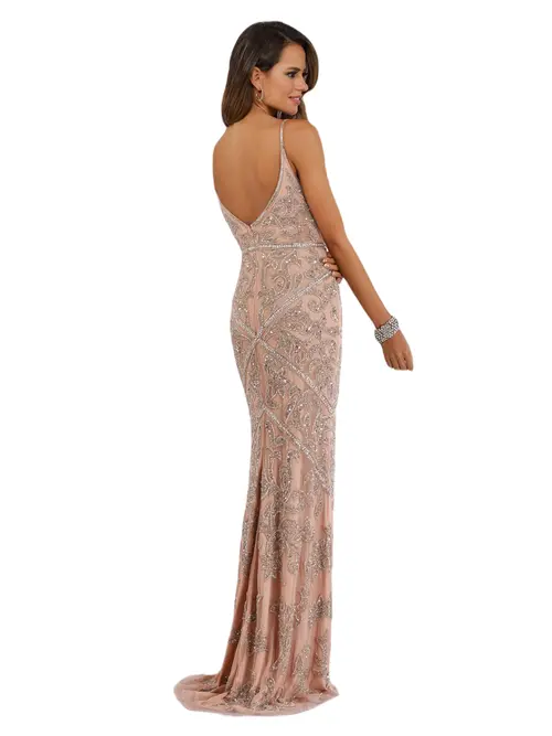 LARA NEW YORK Illusion Neckline A-line Gown - Blush