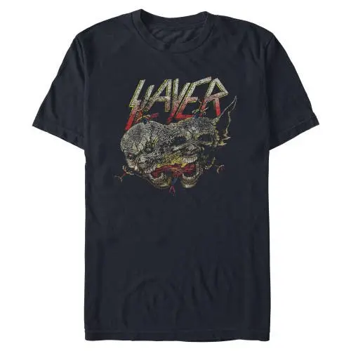 SLAYER Demon Faces Distressed Graphic T-shirt