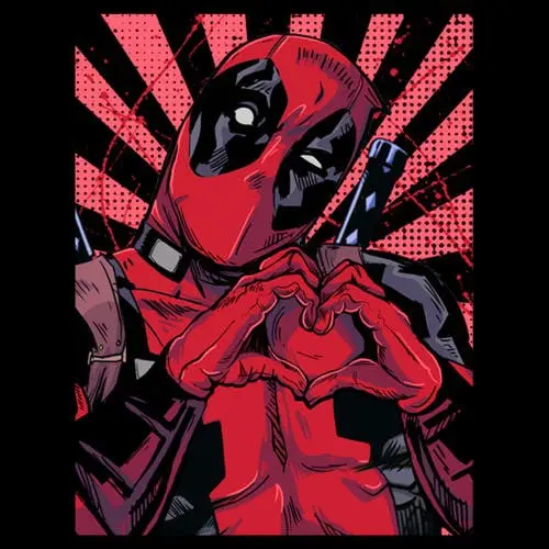 MARVEL Deadpool Hand Heart Poster Graphic T-shirt - Black