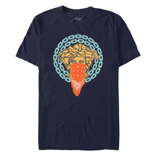 CROOKS & CASTLES Medusa Blue Chains Graphic T-shirt - Navy Blue