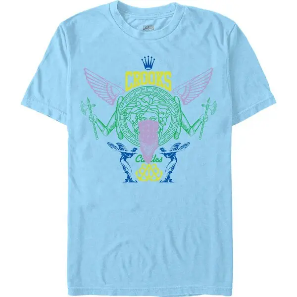 CROOKS & CASTLES Abstract Medusa Logo Short Sleeve Graphic T-shirt - Light Blue