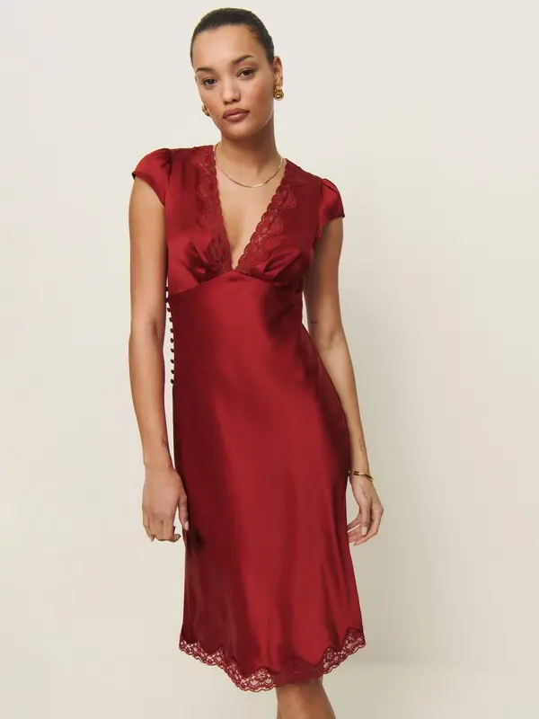REFORMATION Florence Silk Dress
