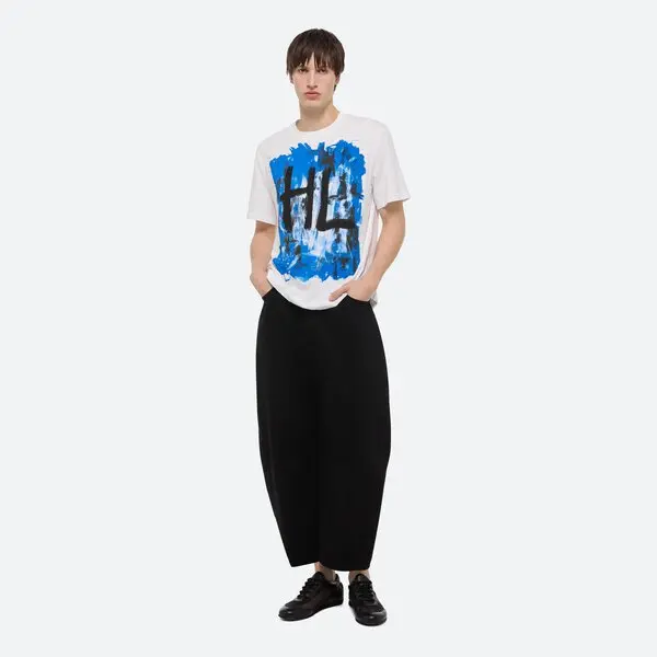Helmut Lang Blue Scribble Logo Tee - White/blue