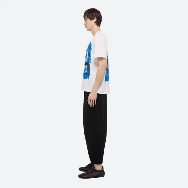 Helmut Lang Blue Scribble Logo Tee - White/blue