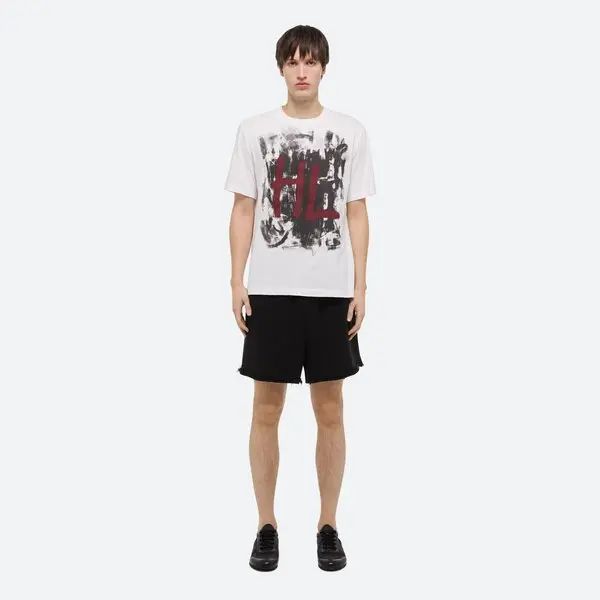 Helmut Lang Scribble Logo Tee - White/black