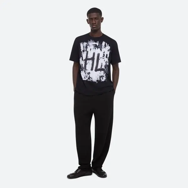 Helmut Lang Black Scribble Relaxed Tee - Black/white