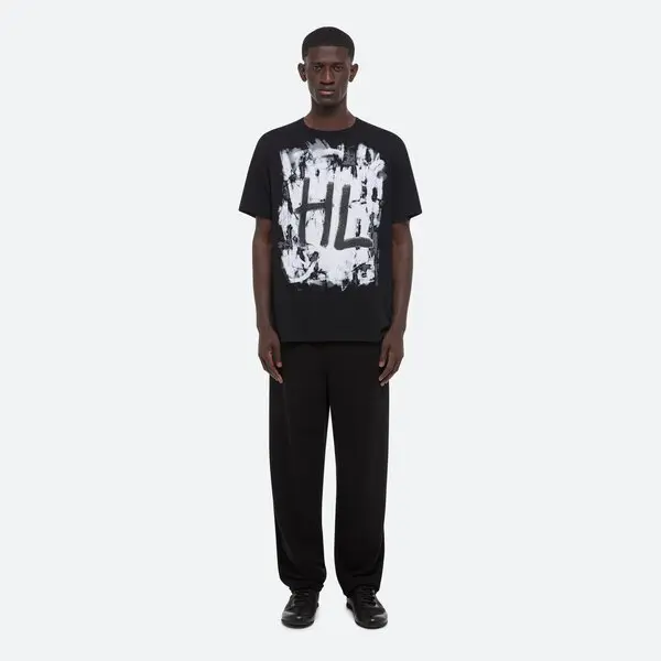 Helmut Lang Black Scribble Relaxed Tee - Black/white