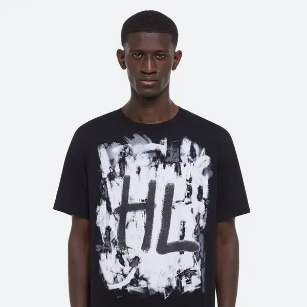 Helmut Lang Black Scribble Relaxed Tee - Black/white
