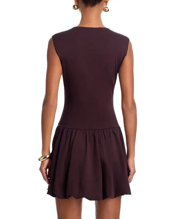 Aqua Ponte Bubble Mini Dress - Brown
