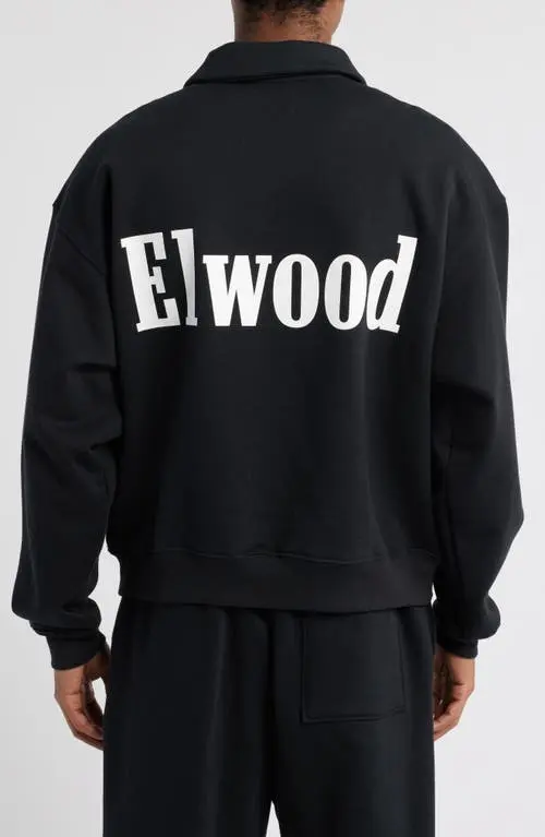 ELWOOD Heavyweight Fleece Polo Collar Sweatshirt - Coal