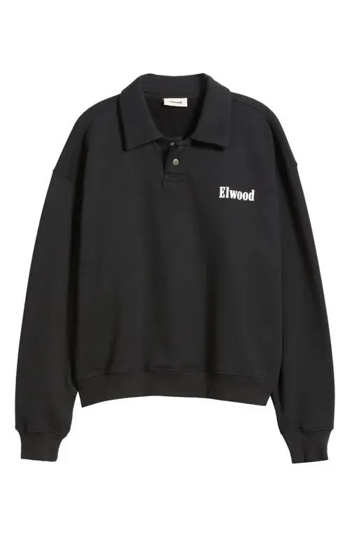 ELWOOD Heavyweight Fleece Polo Collar Sweatshirt - Coal