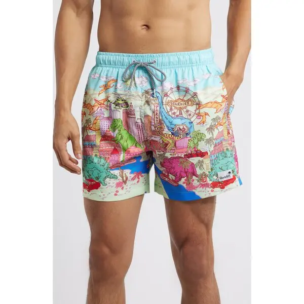 BOARDIES Dino Takeover Mid Length Swim Trunks - Blue Multi