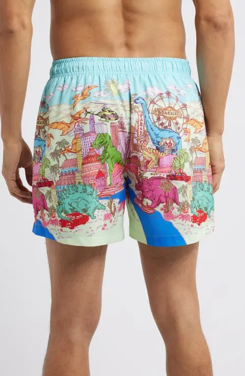 BOARDIES Dino Takeover Mid Length Swim Trunks - Blue Multi