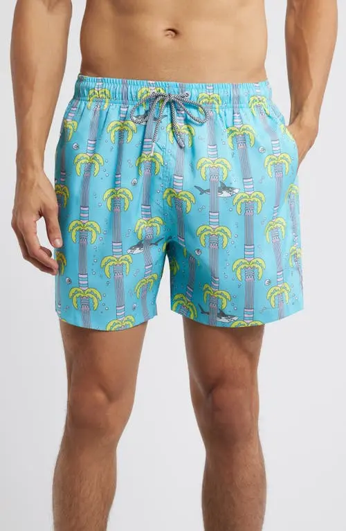 BOARDIES Atlantis Mid Length Swim Trunks - Blue