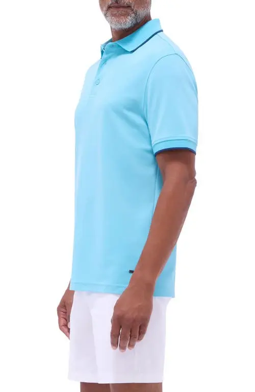 Bugatchi Tipped Piqué Polo - Turquoise