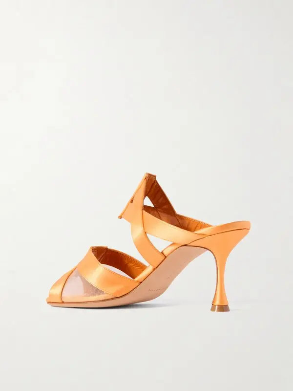 Manolo Blahnik Beydari 70 Tulle-trimmed Satin Sandals