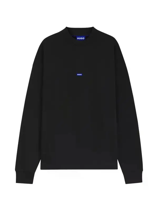 Hugo Cotton-terry Sweatshirt With Logo Patch - Black