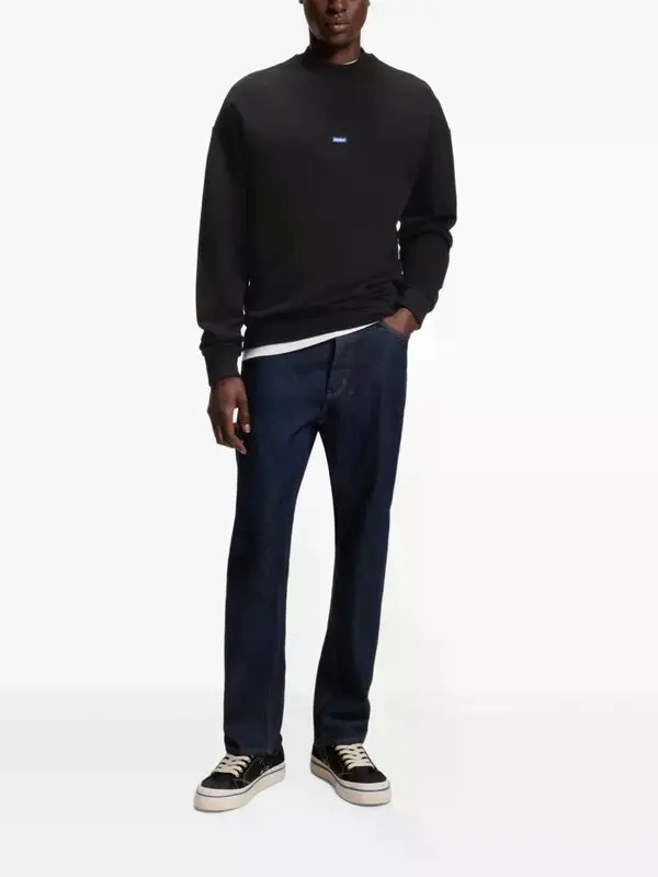 Hugo Cotton-terry Sweatshirt With Logo Patch - Black