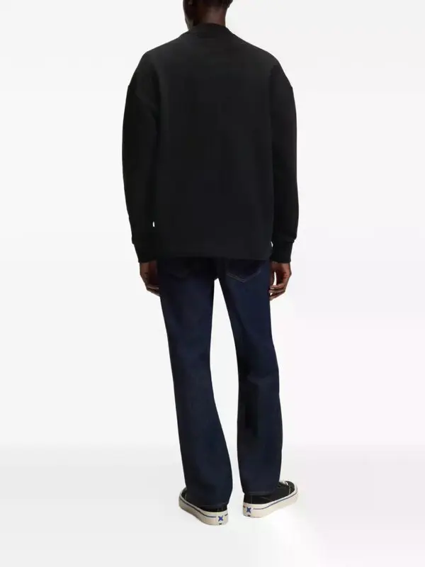 Hugo Cotton-terry Sweatshirt With Logo Patch - Black