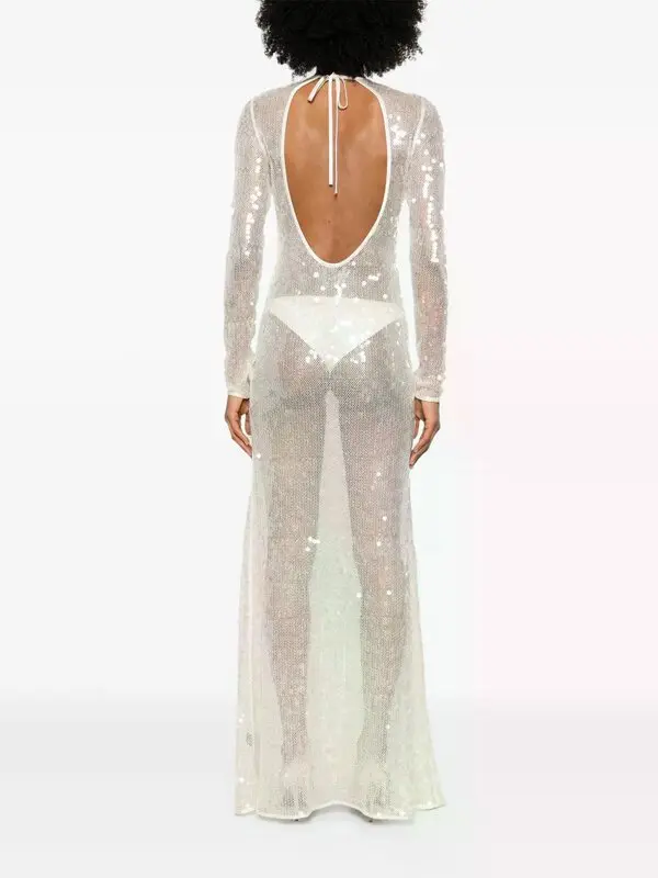 David Koma Sequinned Gown - Neutrals