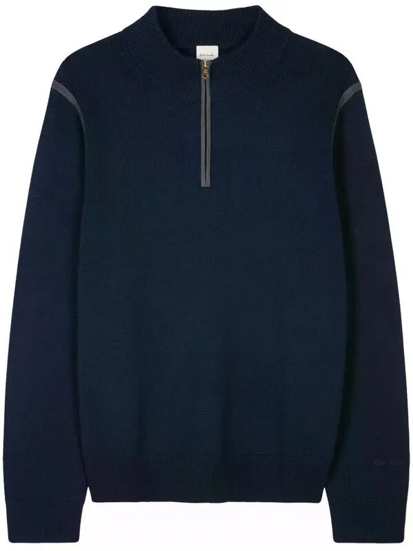 Paul Smith Half-zip Merino Wool Sweater - Blue