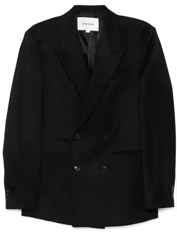 TONYWACK Double-breasted Twill Blazer - Black