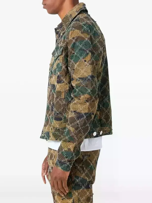 Guapi Camo Embellished Denim Jacket - Brown | Editorialist