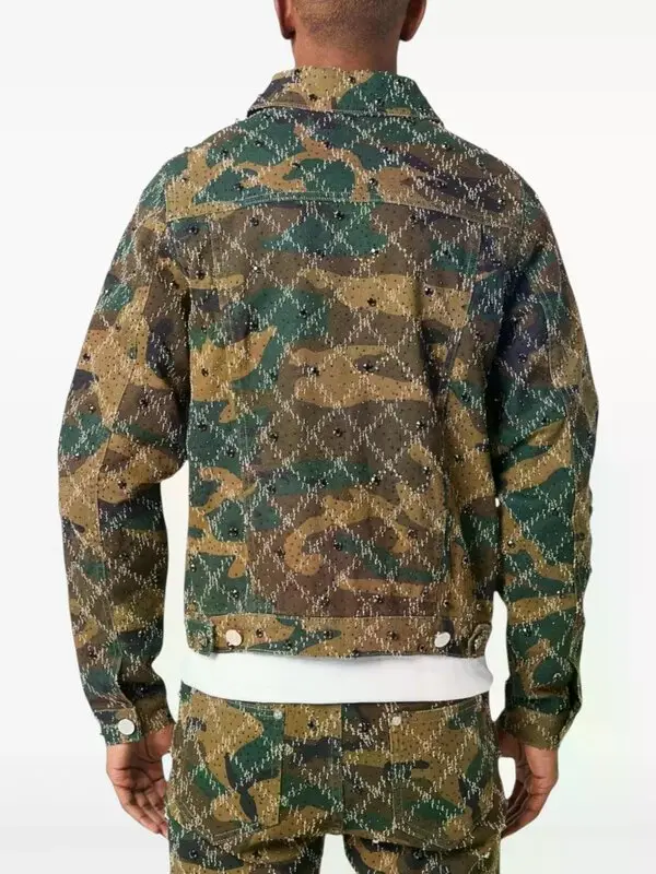 Guapi Camo Embellished Denim Jacket - Brown | Editorialist