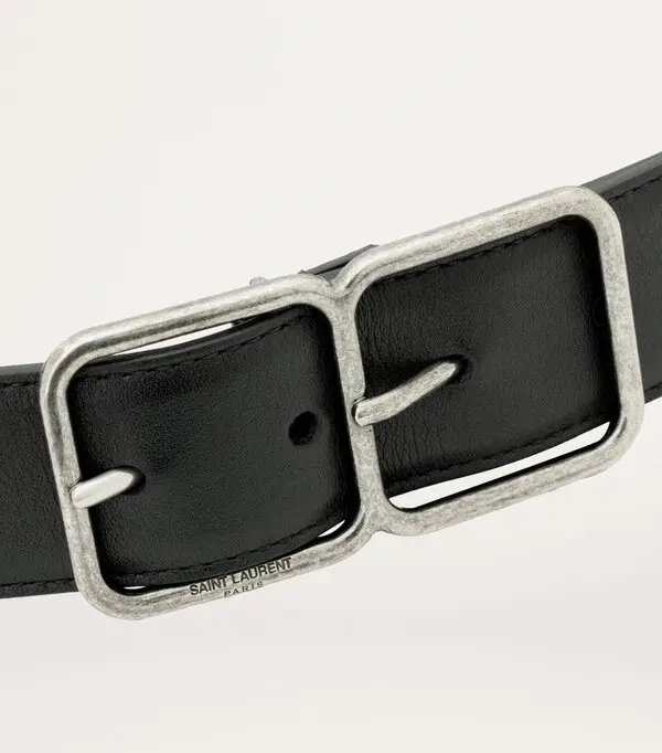 Saint Laurent Leather Double Boucle Cadre Belt