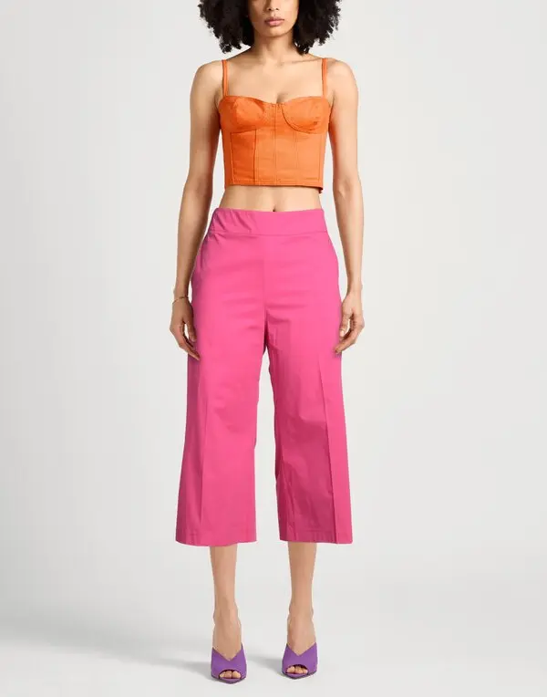 CARACTÈRE Wide-leg Cropped Pants - Fuchsia