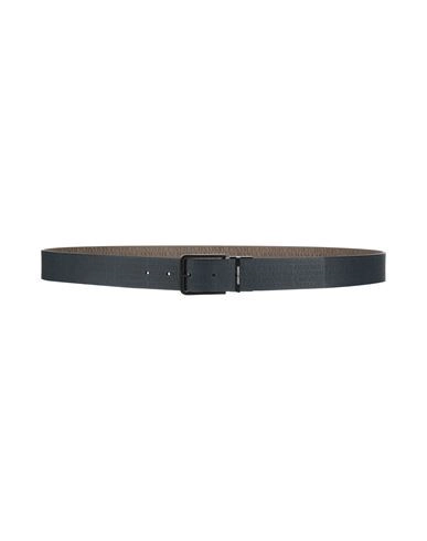 Armani Exchange Textured Leather Belt With Buckle - Navy